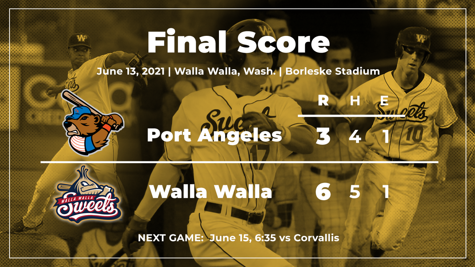 Five Run Inning Gives Sweets Win, Series Victory – Walla Walla Sweets ...